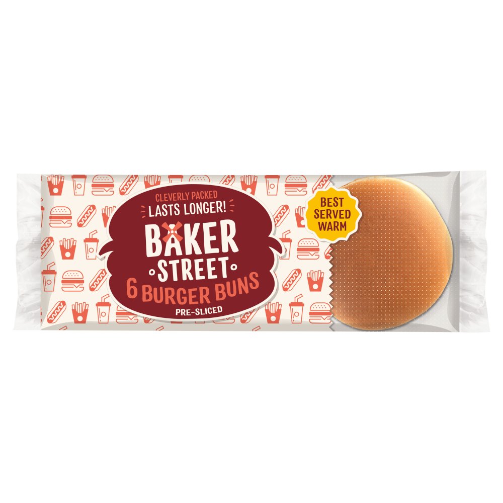 Baker Street Plain Burger Buns Pre Sliced 6 Pack – The Pantry Basket